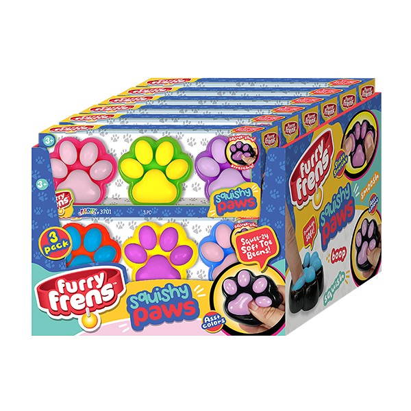 Wholesale Furry Frens Squishy Paws 3pc - Soft Squeeze Pet Paw Toys ...